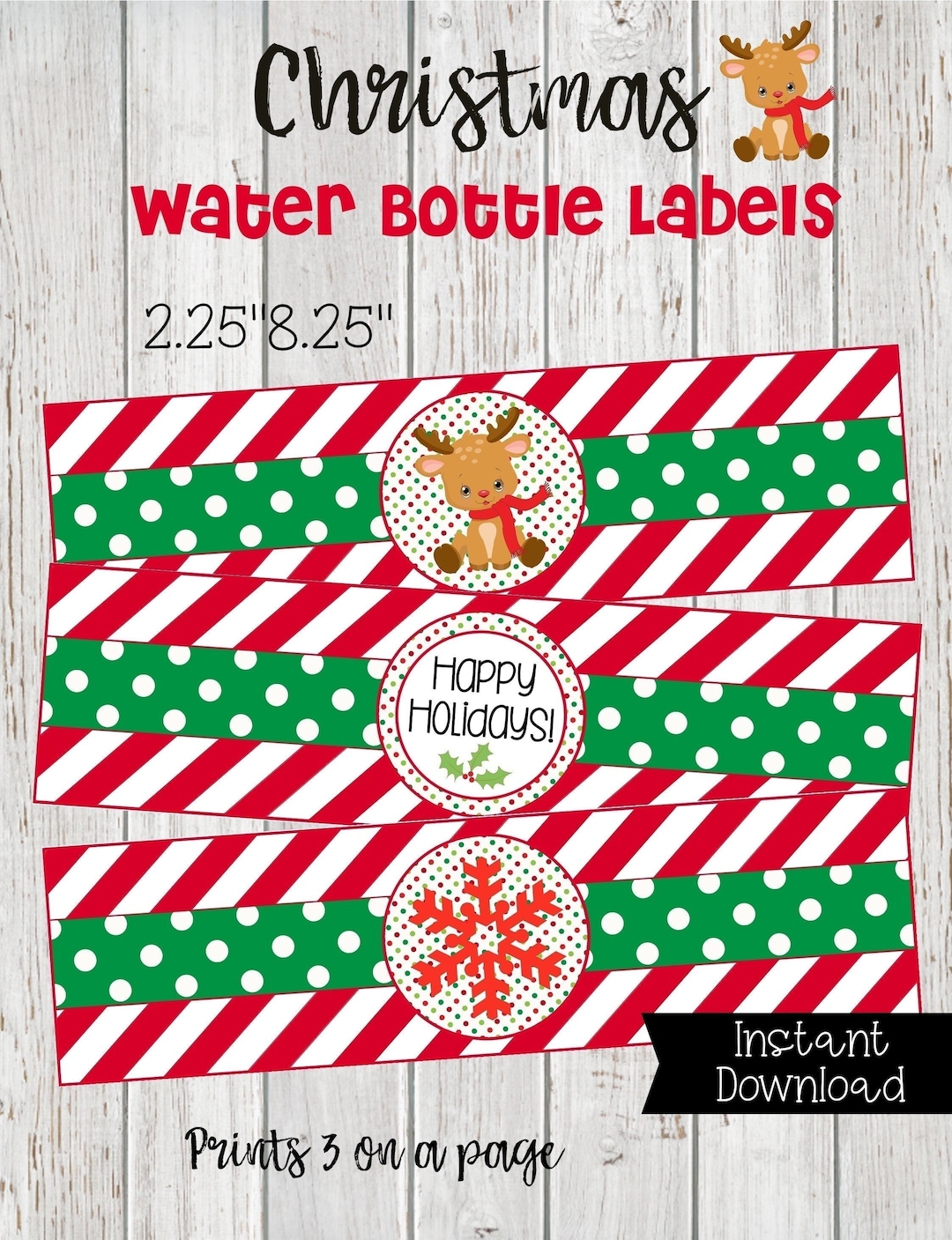 Christmas Water Bottle Labels, Drink Labels, Christmas Party Decor ...