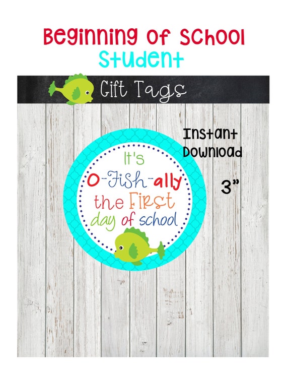 First Day of School gift tags-It's O-fish-ally the Best | Etsy