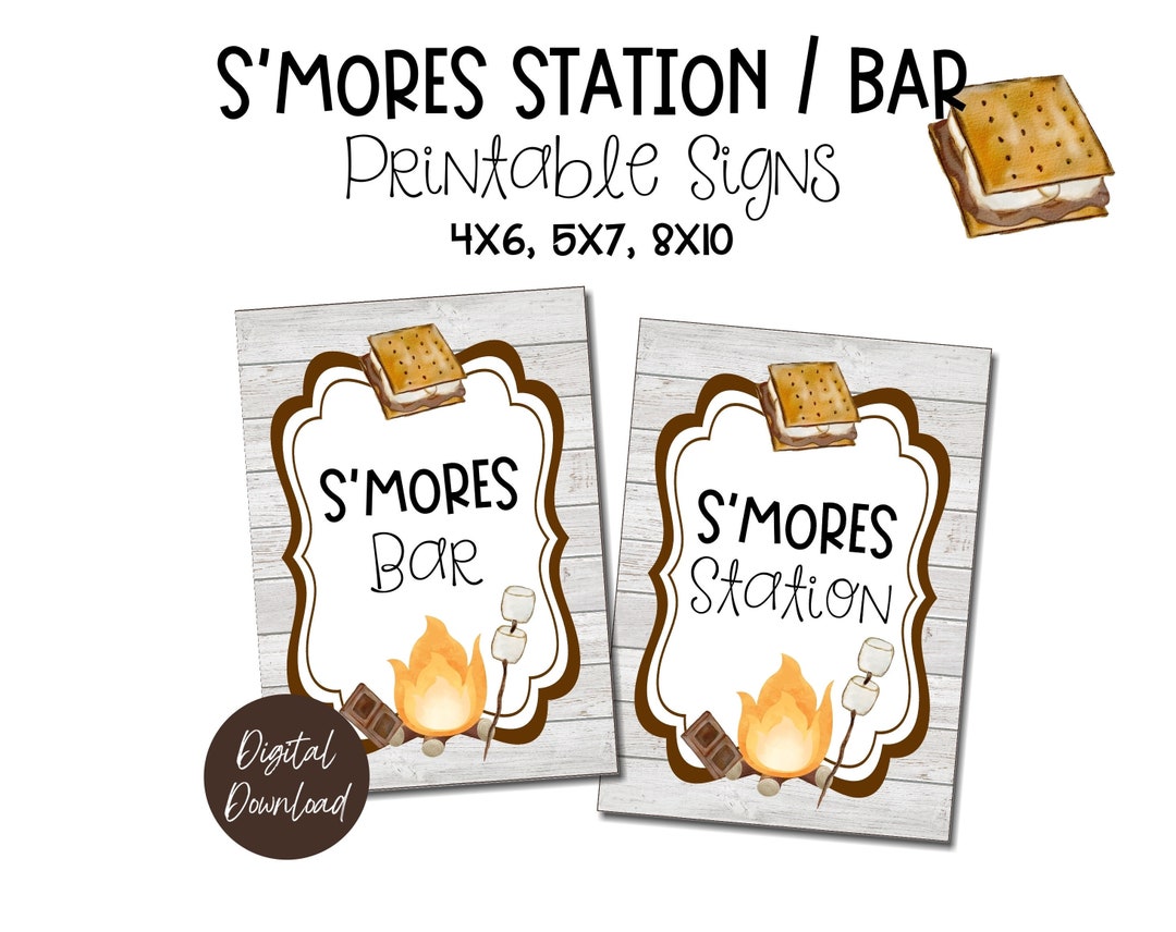 S'mores Station Signs, S'mores Bar Signs, S'mores Printable Signs, S ...