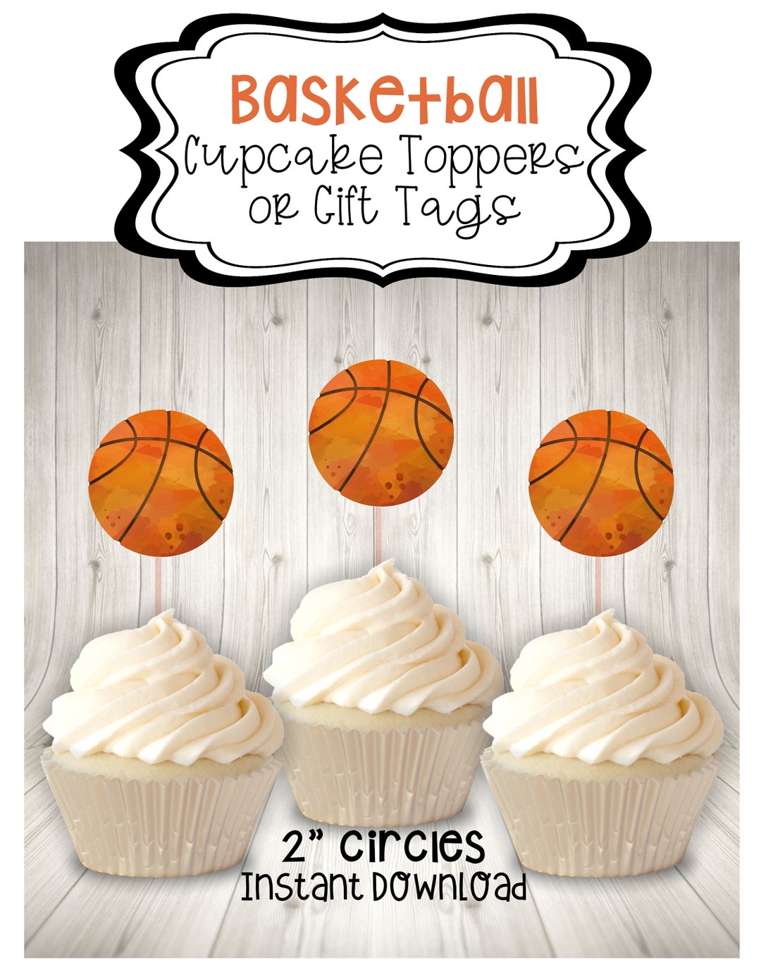 Basketball Cupcake Toppers, Basketball Party Decorations, Basketball ...
