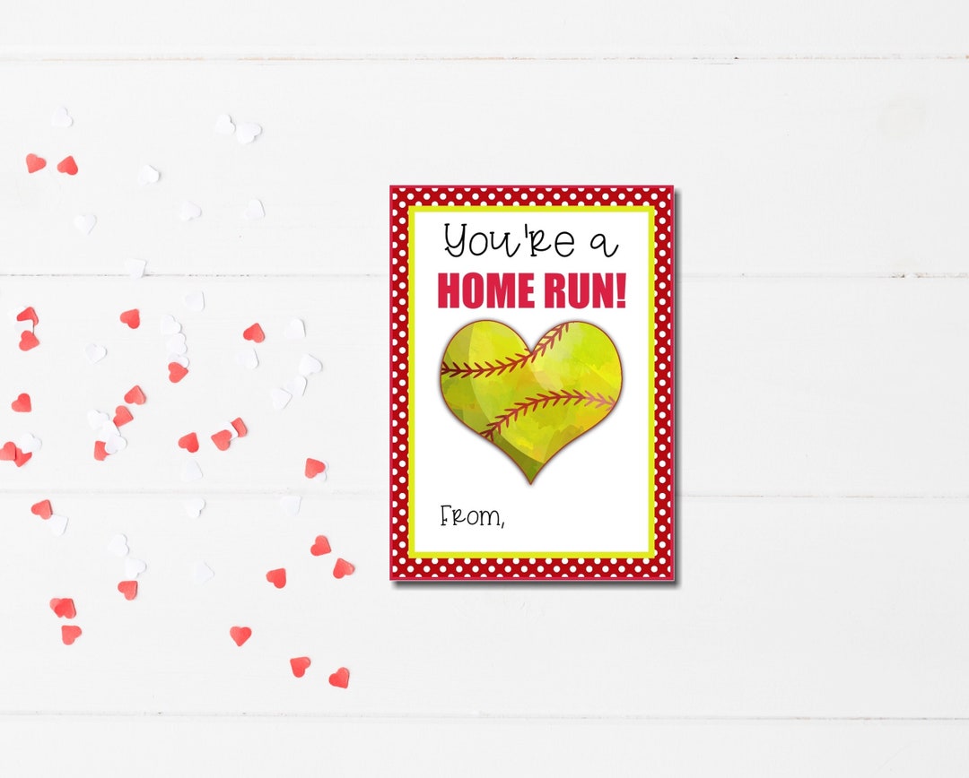 Softball Valentines Day Cards, Girls Valentines, Kids Valentines ...