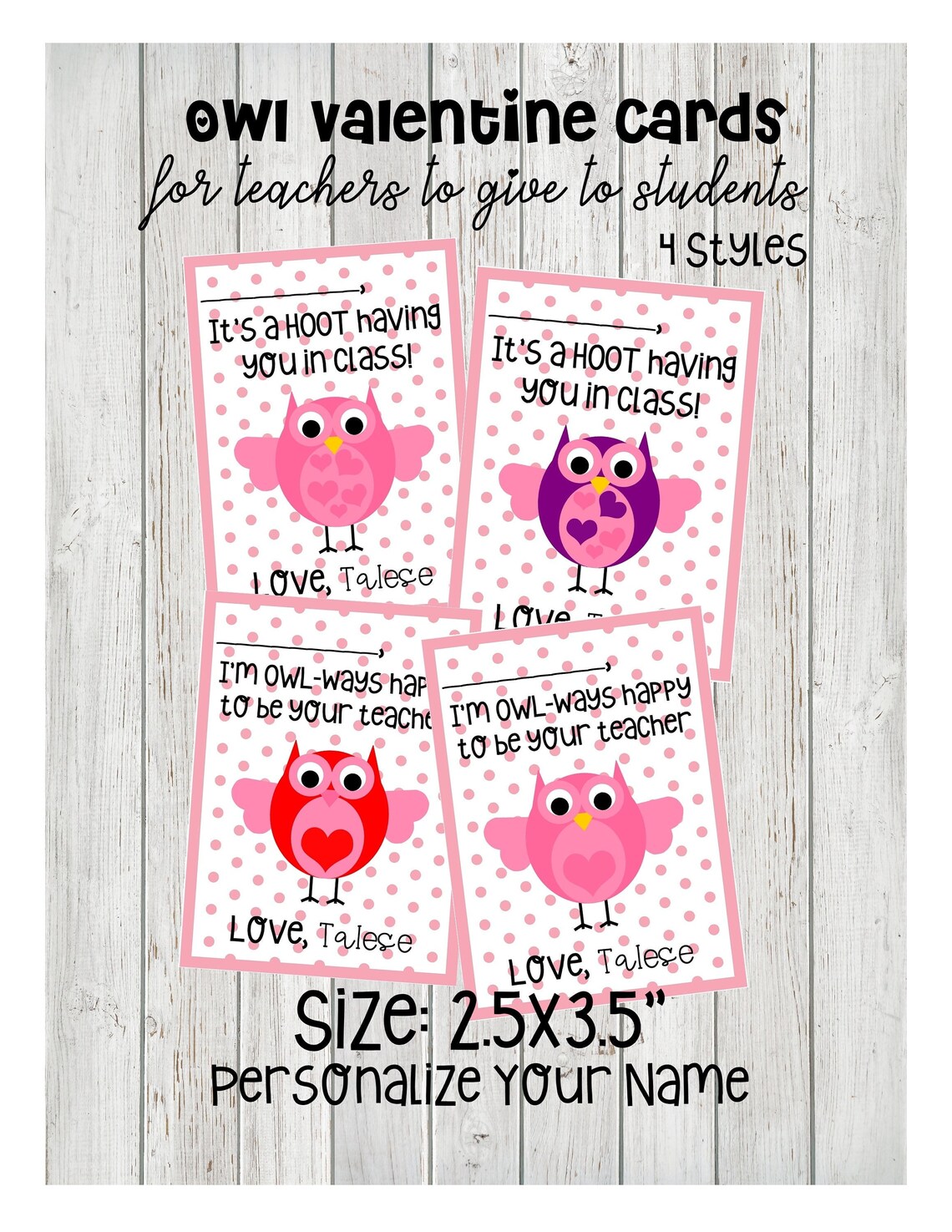 Owl Valentines for Students From Teachers, Owl Valentine Cards, It's a ...