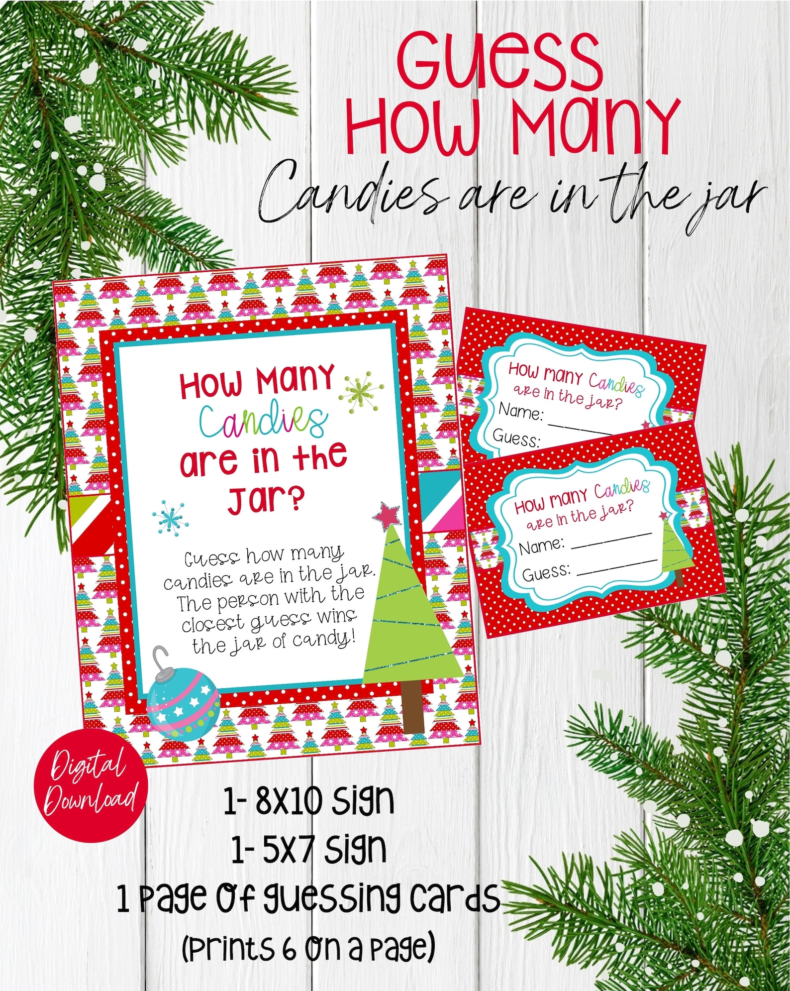 Christmas Candies Guessing Game How Many Candies Are in the | Etsy