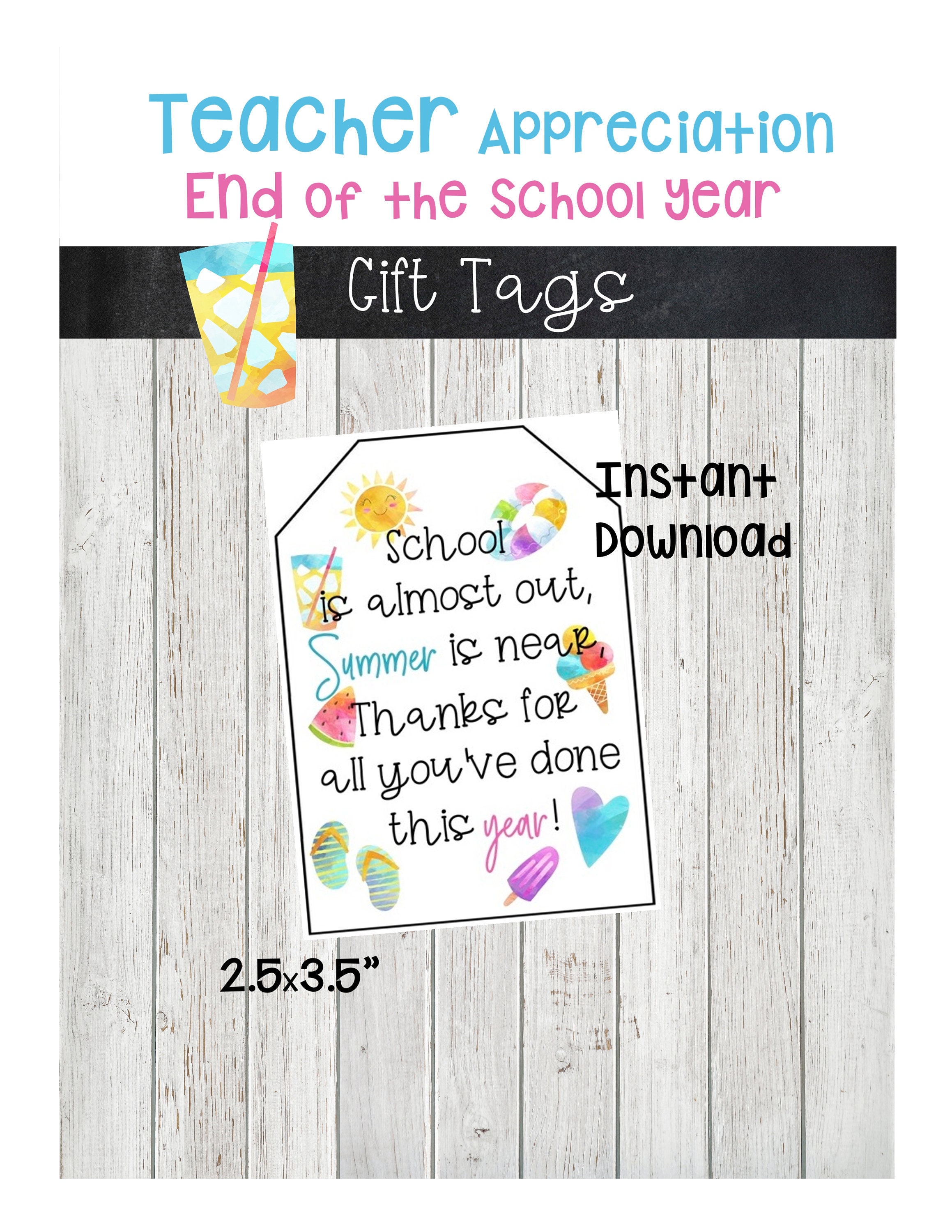 School is Almost Out printable gift tags-End of School Year | Etsy