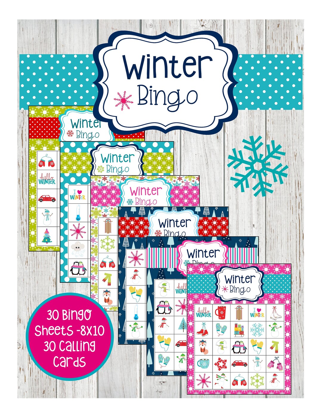 Winter Bingo Cards, Kids Game, Family Games, Christmas & Winter ...