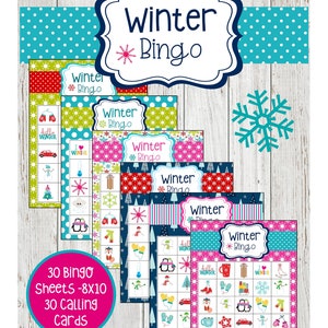 Winter Bingo Cards, Kids Game, Family Games, Christmas & Winter ...