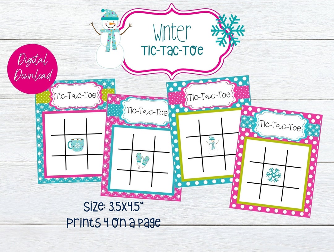 Printable Winter Tic-tac-toe, Winter Party Favors, Winter Party ...