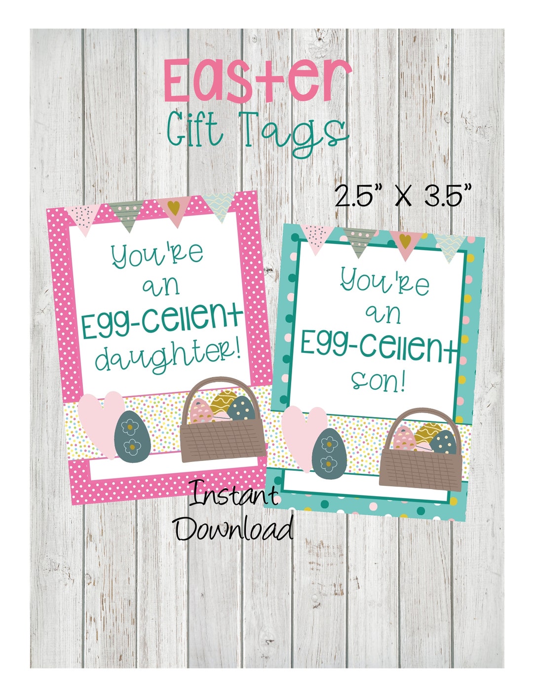 Easter Gift Tags, You're an Egg-cellent Daughter/son Printable Gift ...