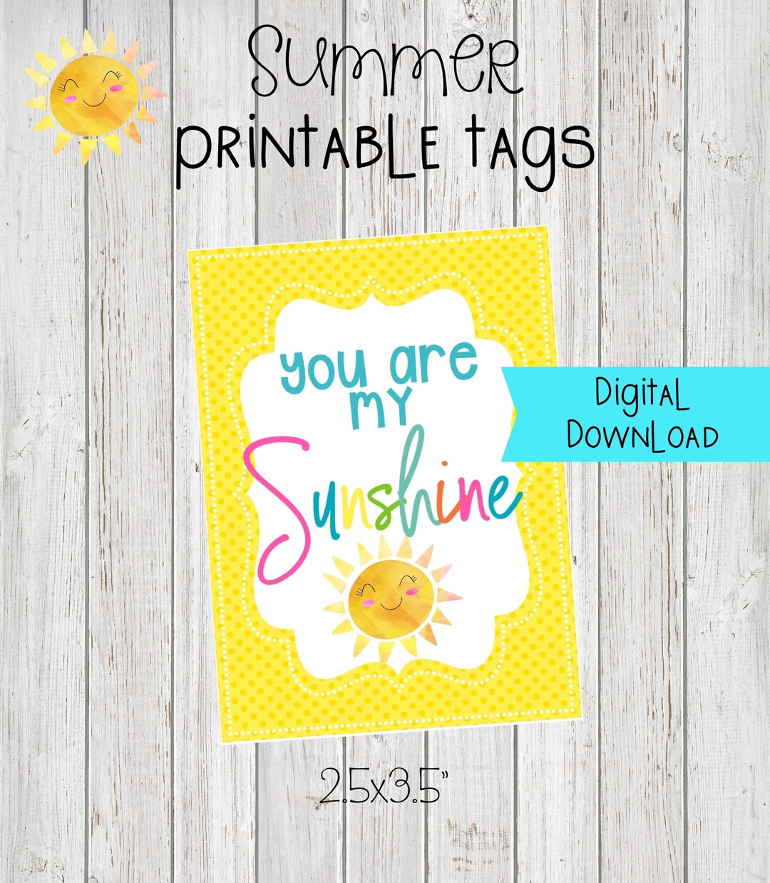 You Are My Sunshine Printable Gift Tags: Summer Party Favors (digital ...