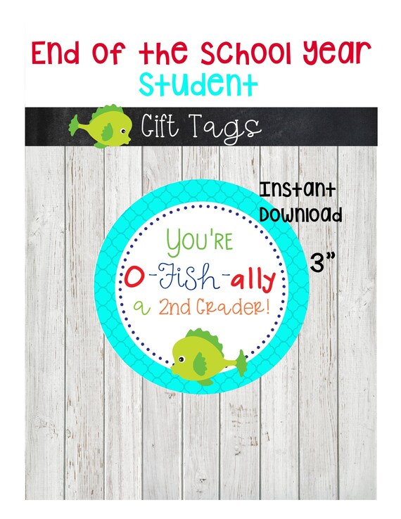 Last Day of School Student Gift Tags O-fish-ally a 2nd | Etsy