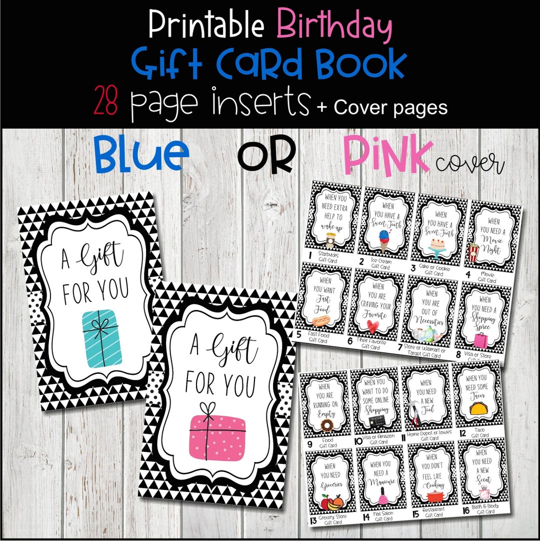 Gift Card Book for Birthdays, BYO Printable Gift Card Book, Graduation ...