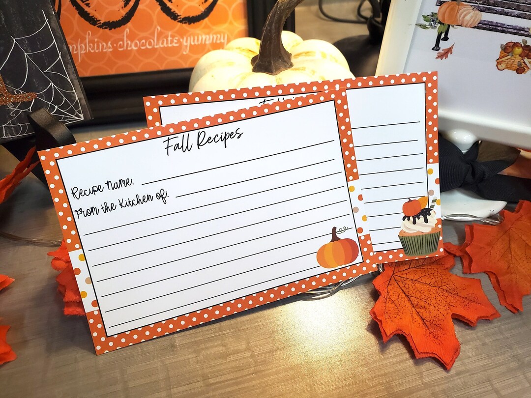 Blank Fall Recipe Cards, Fall Recipe Cards, 4x6 Recipe Cards, Recipe ...