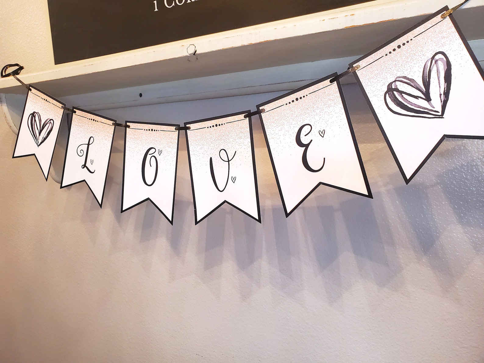 Black and White Printable Love Banner Valentines Banners | Etsy
