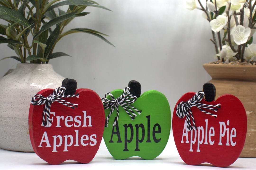 Apple, Tier Tray Apples, Wood Apple Decor, Apple Decorations, Kitchen ...