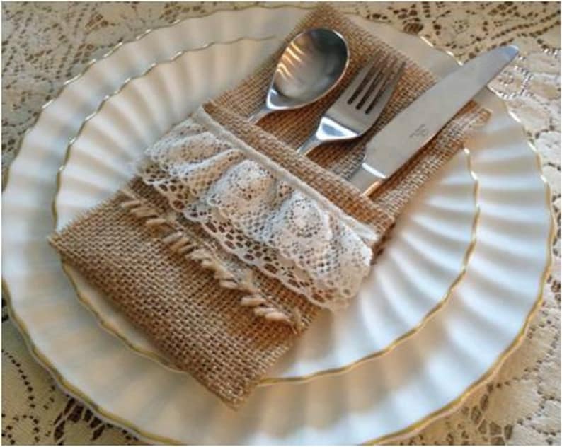 Burlap Silverware Holders - Etsy