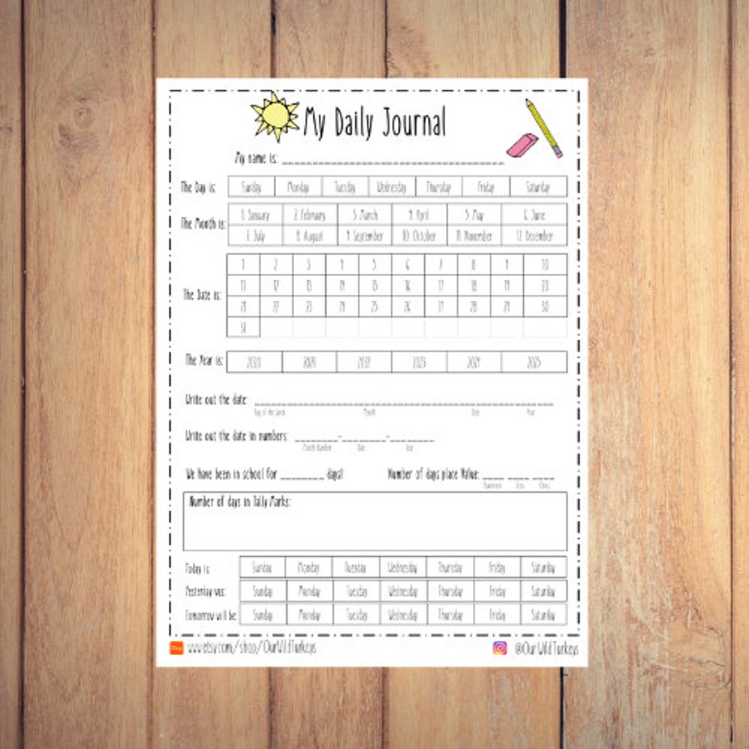 My Daily Journal Preschool Kindergarten - Etsy