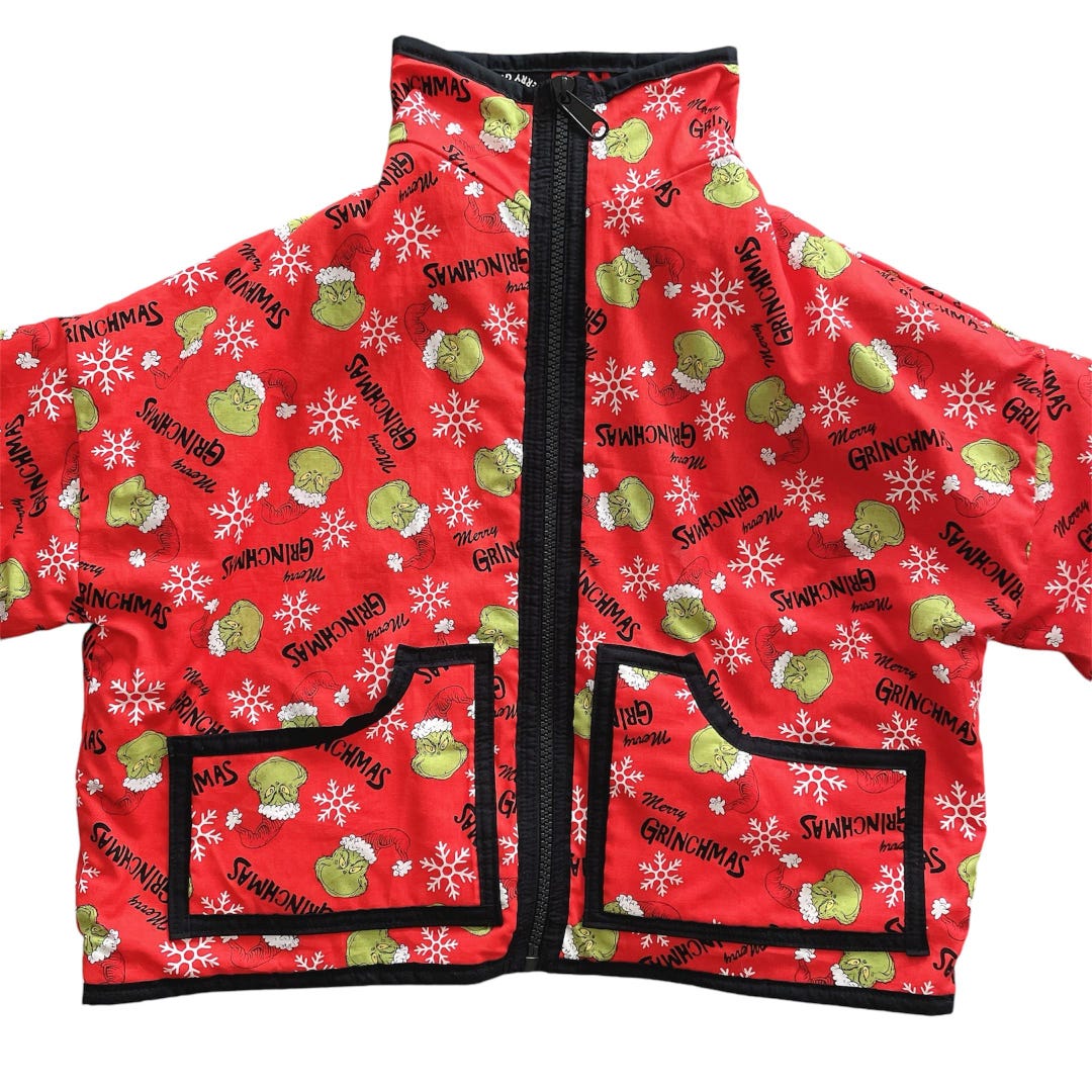 Christmas Handmade Red and Black Grinch Reversible Jacket With a ...