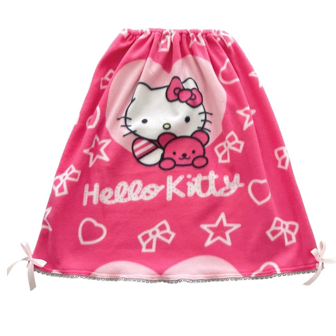 Handmade Pink Flannel Hello Kitty Skirt With Pink Bows - Etsy