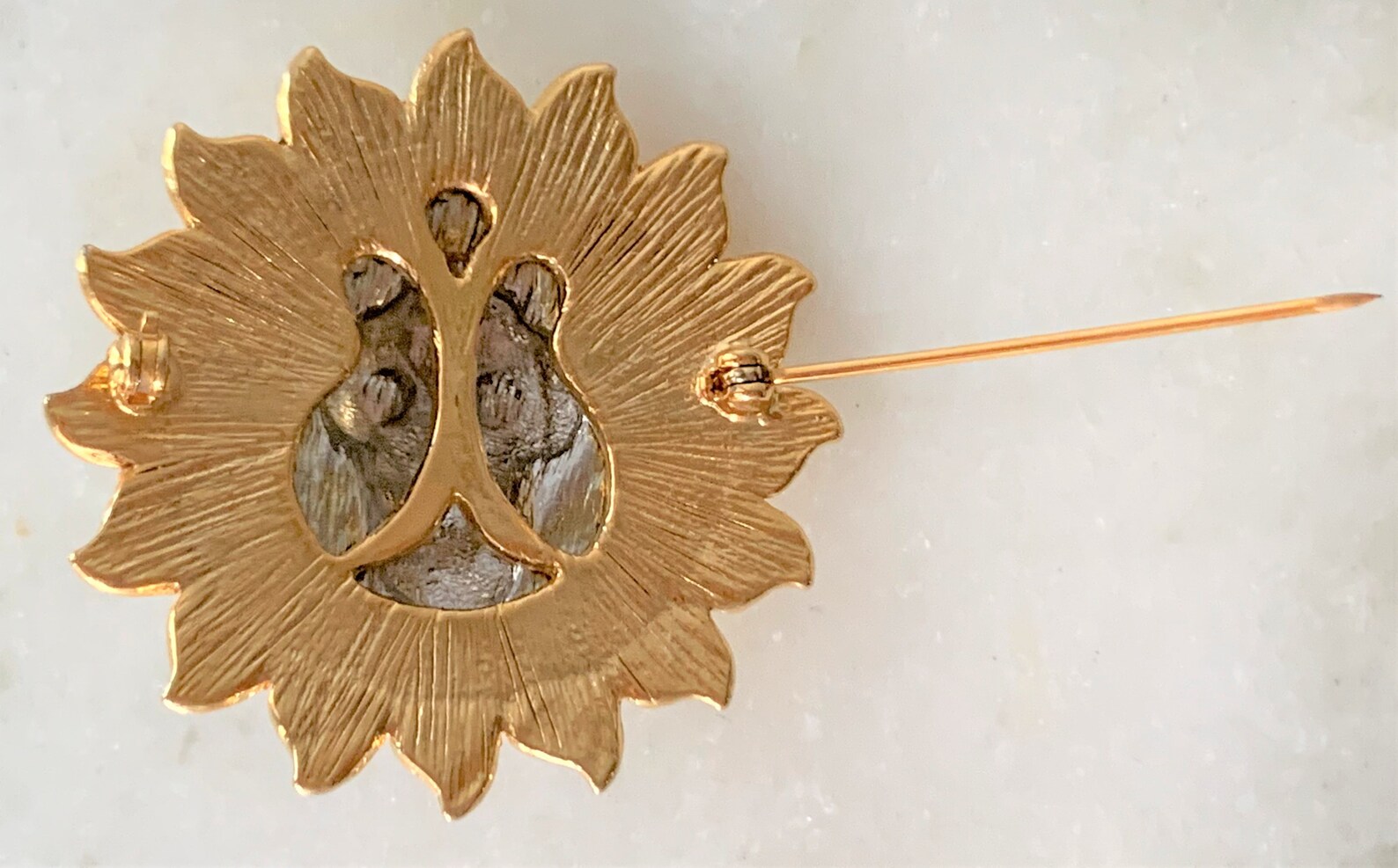 Engraved Lion Head Set in Polished Gold Tone With Silver Tone | Etsy