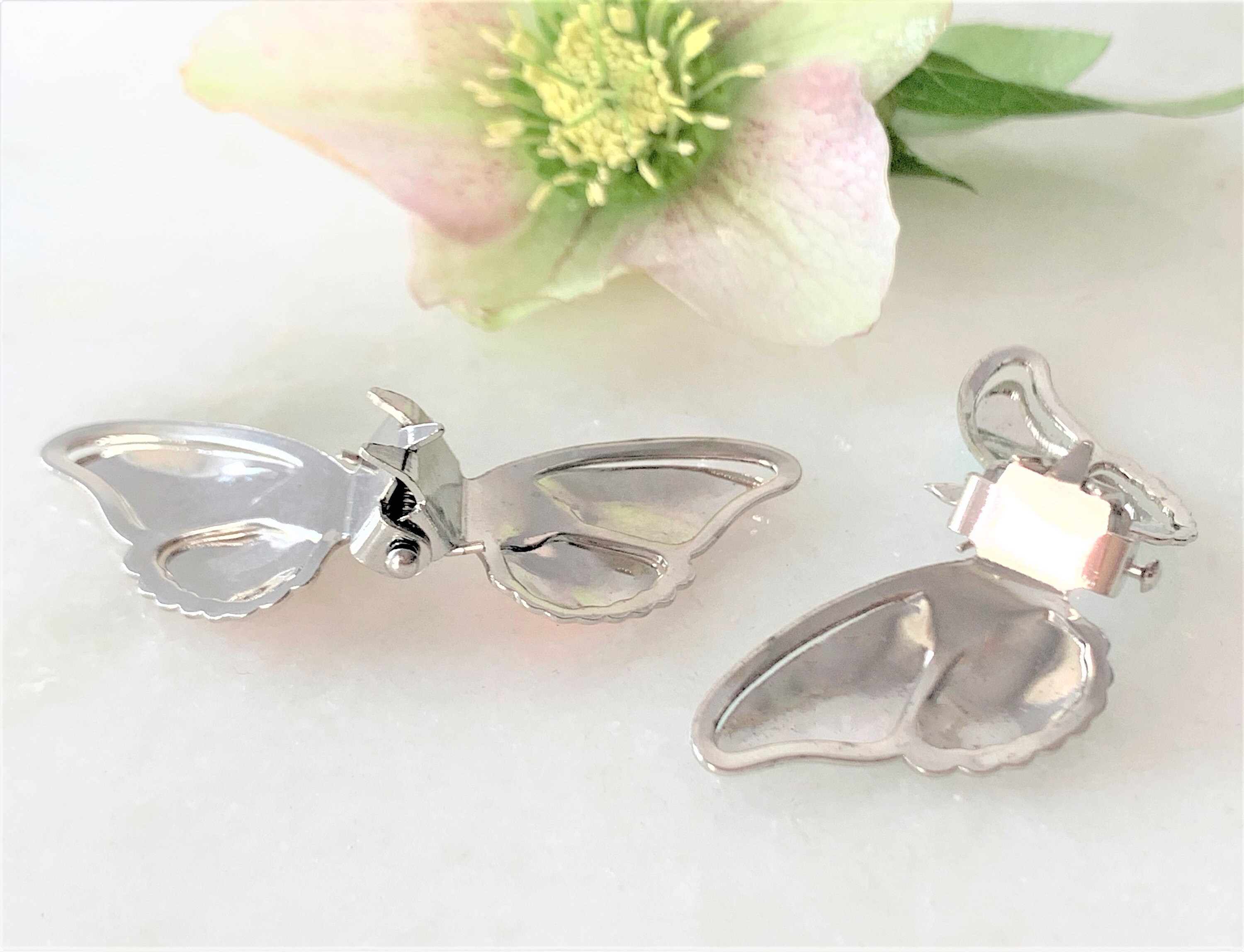 Hand Painted Enamel & Silver Tone Metal Butterfly Clips with | Etsy