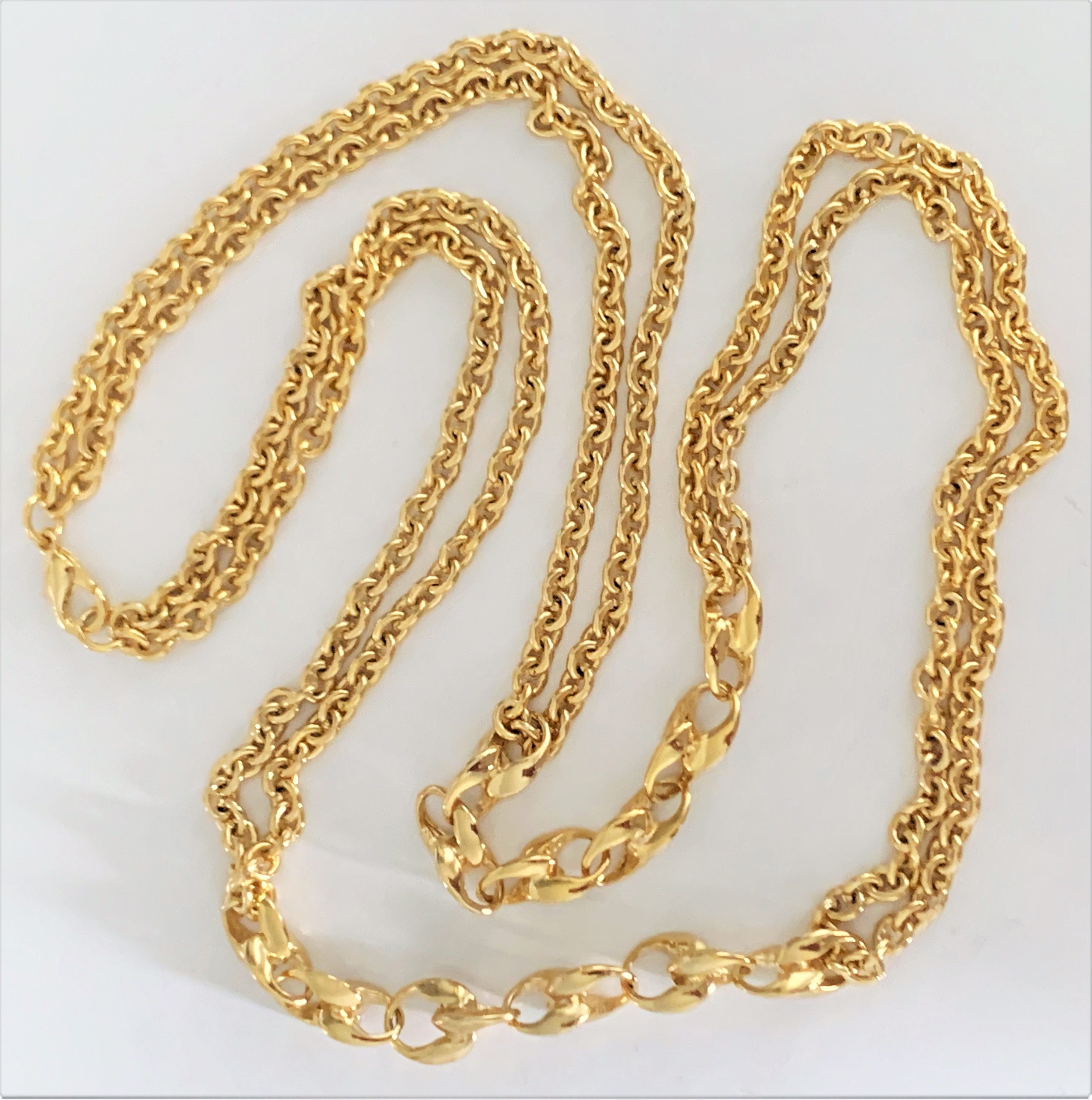 Vintage 1980s Gold Tone Chain Necklace, 35