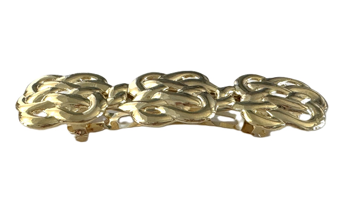 Knotted Rope Interlock Gold Tone Metal Automatic Barrette - Made in USA ...