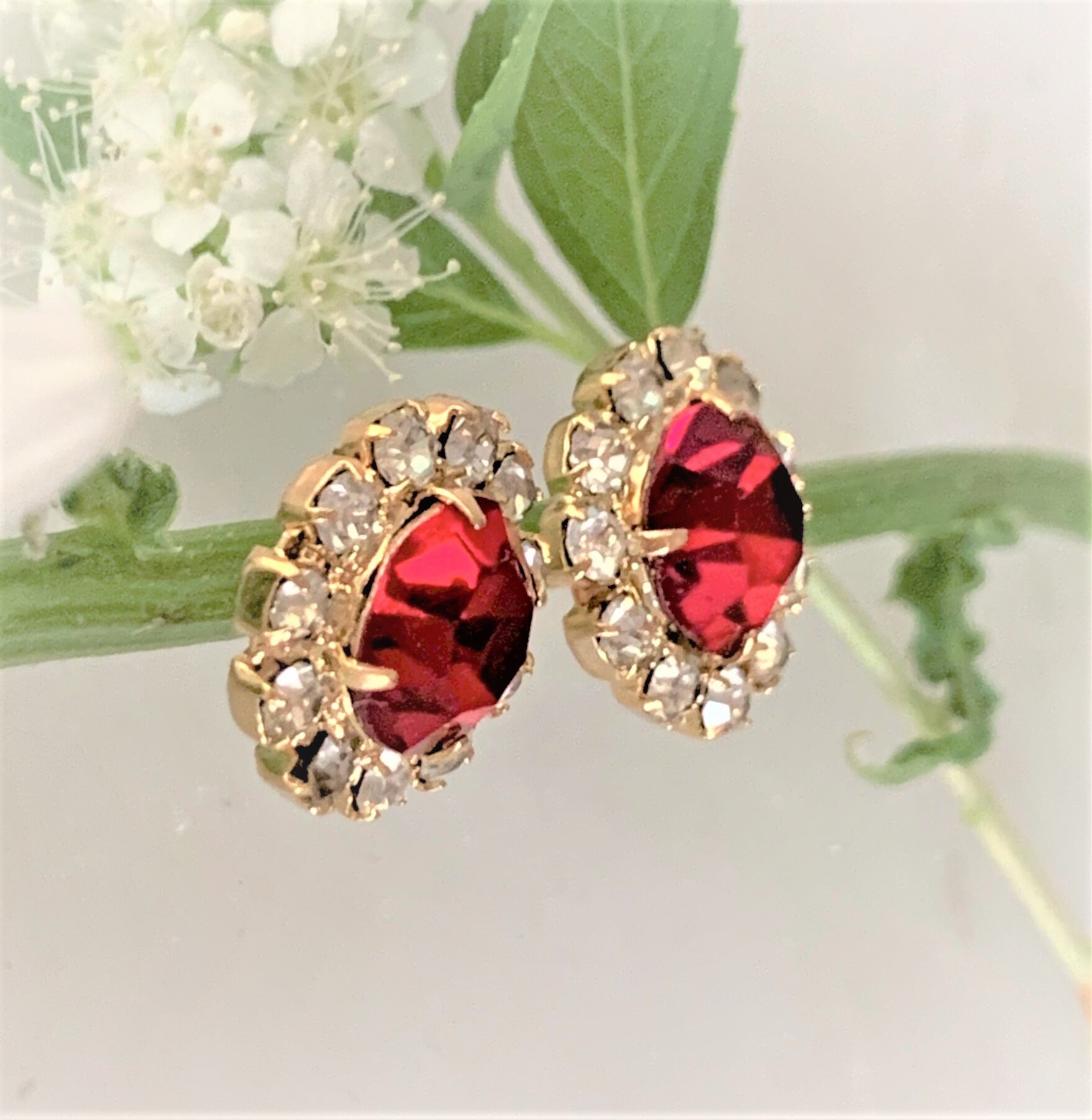 Ruby Earrings Christmas Gift Swarovski Stud Earrings Gift