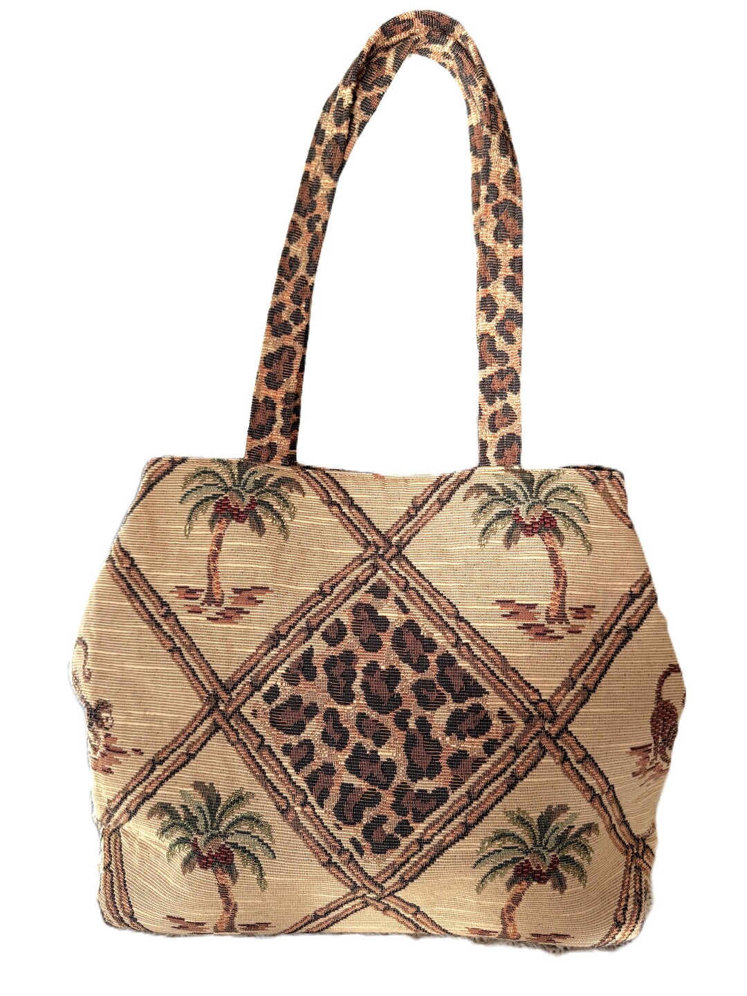Exotic Bamboo Fabric Tote Bag With Magnet Snap Top Closure and ...
