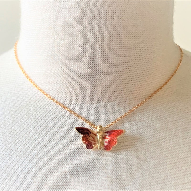 Enamel Butterfly Necklace - Etsy