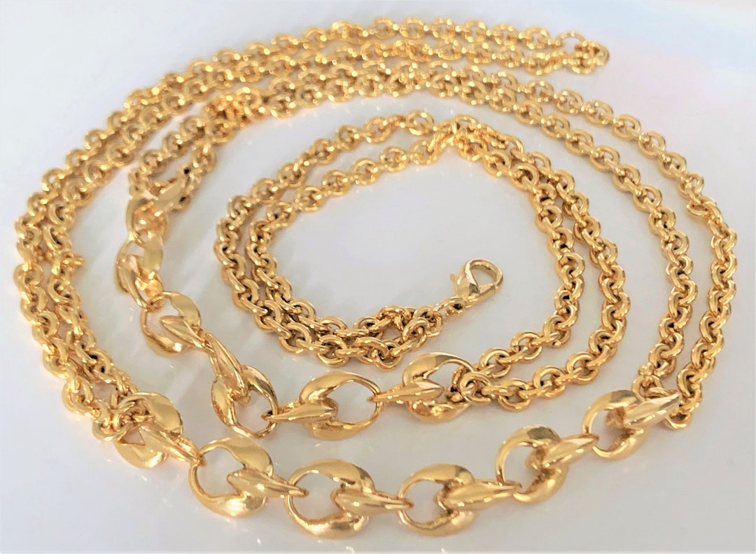 Vintage 1980s Gold Tone Chain Necklace, 35