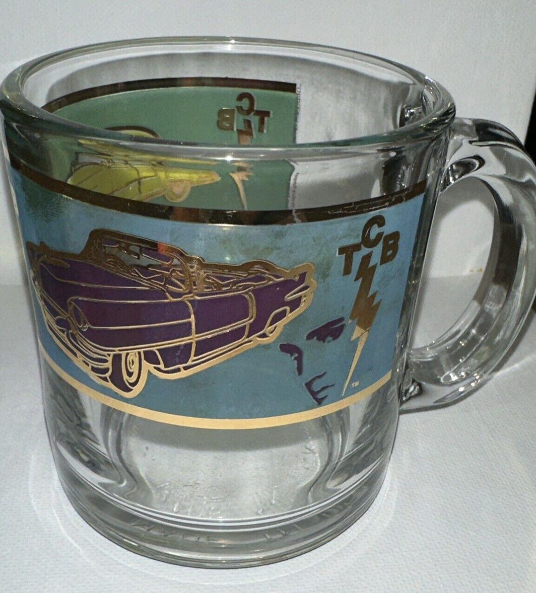 Elvis Presley Glass Mug Tcm With Hologram Labels Collectible Vintage - Etsy