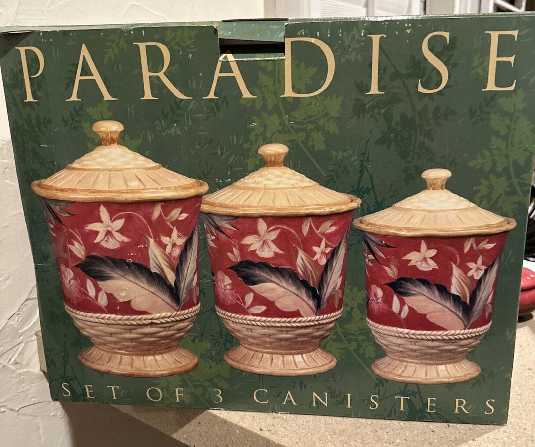 Certified International Pamela Gladding Canister Set of 3 RARE Pattern ...