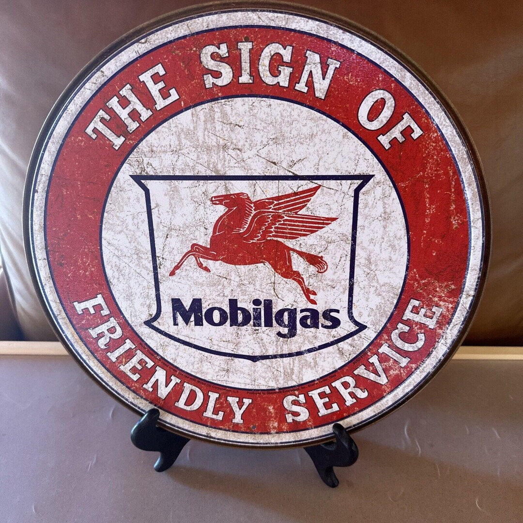 Mobilgas - Tin Metal Sign - Mobil Oil - Pegasus - the Sign of Friendly ...