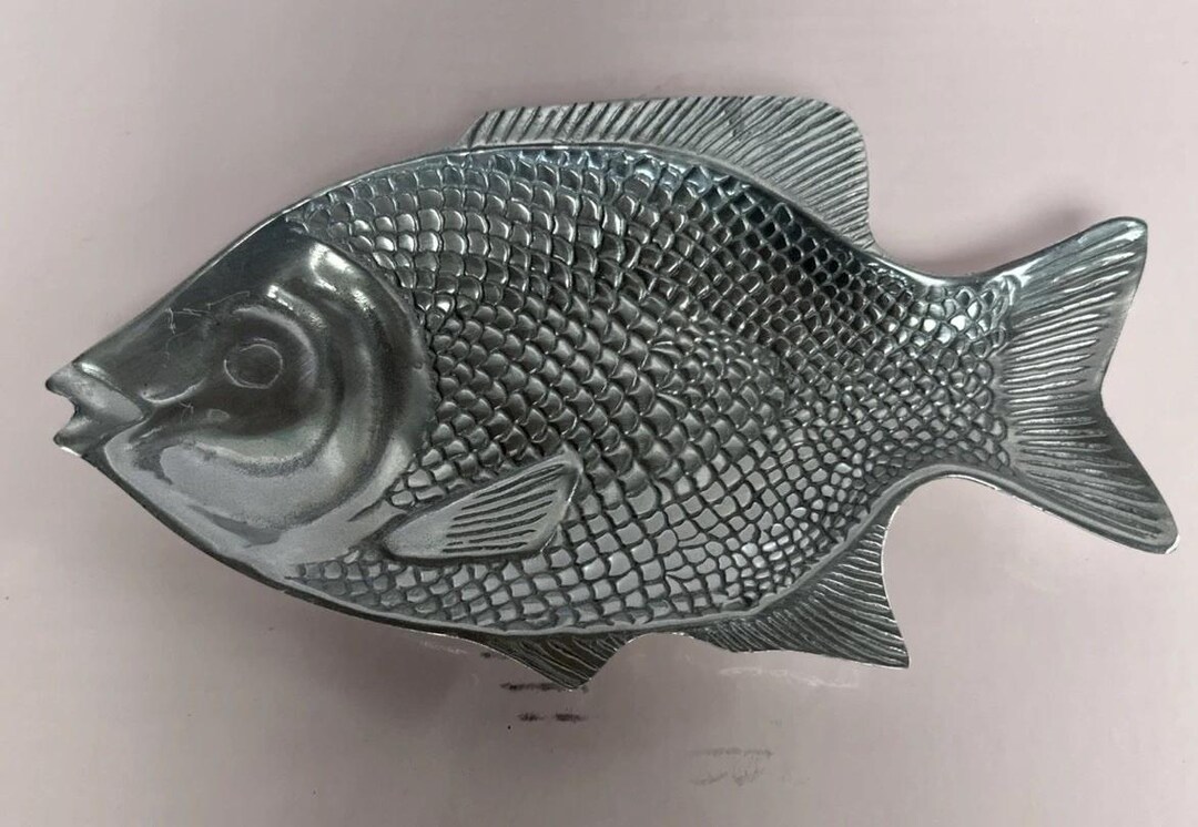 MCM Pewter Fish Shaped Serving Tray Dish Platter 11” Mexico - Etsy