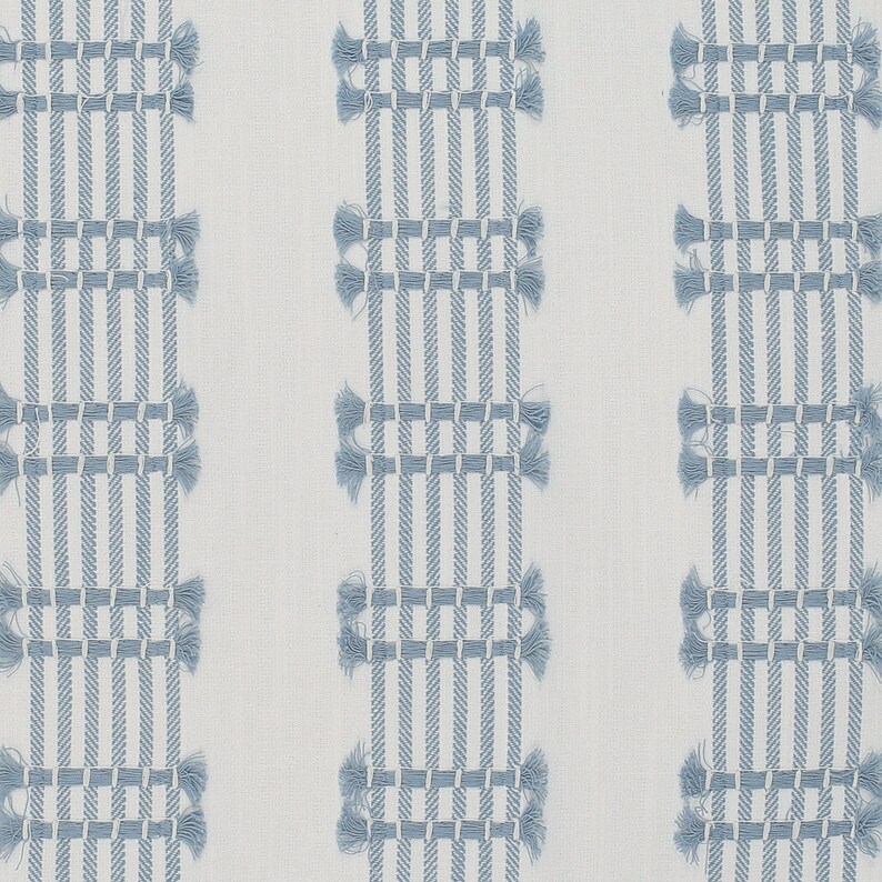 Coastal Blue Stripe Embroidered Fabric by the Yard - Etsy