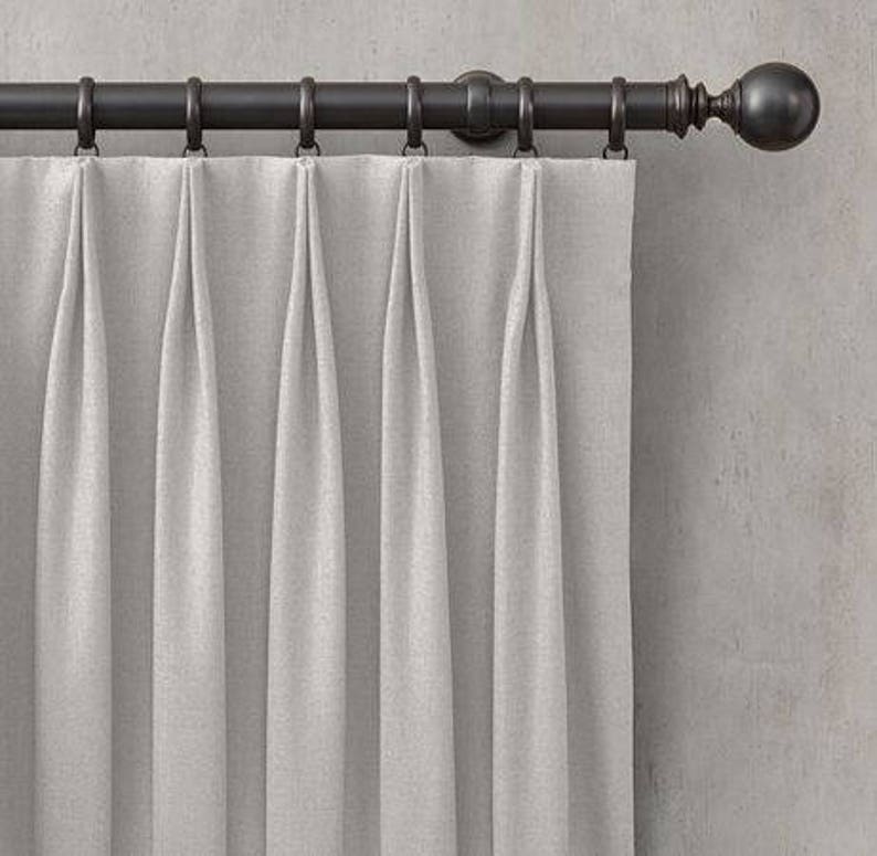Gray Linen Pleated Drapery Panel Fabric and Cotton Lining Included FREE ...