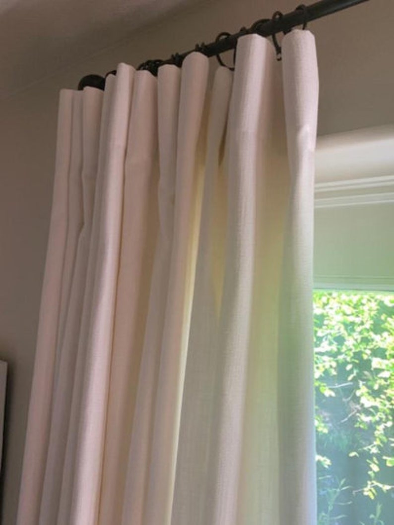 White Linen Pleated Drapery Panel - Fabric and Cotton Lining Included ...
