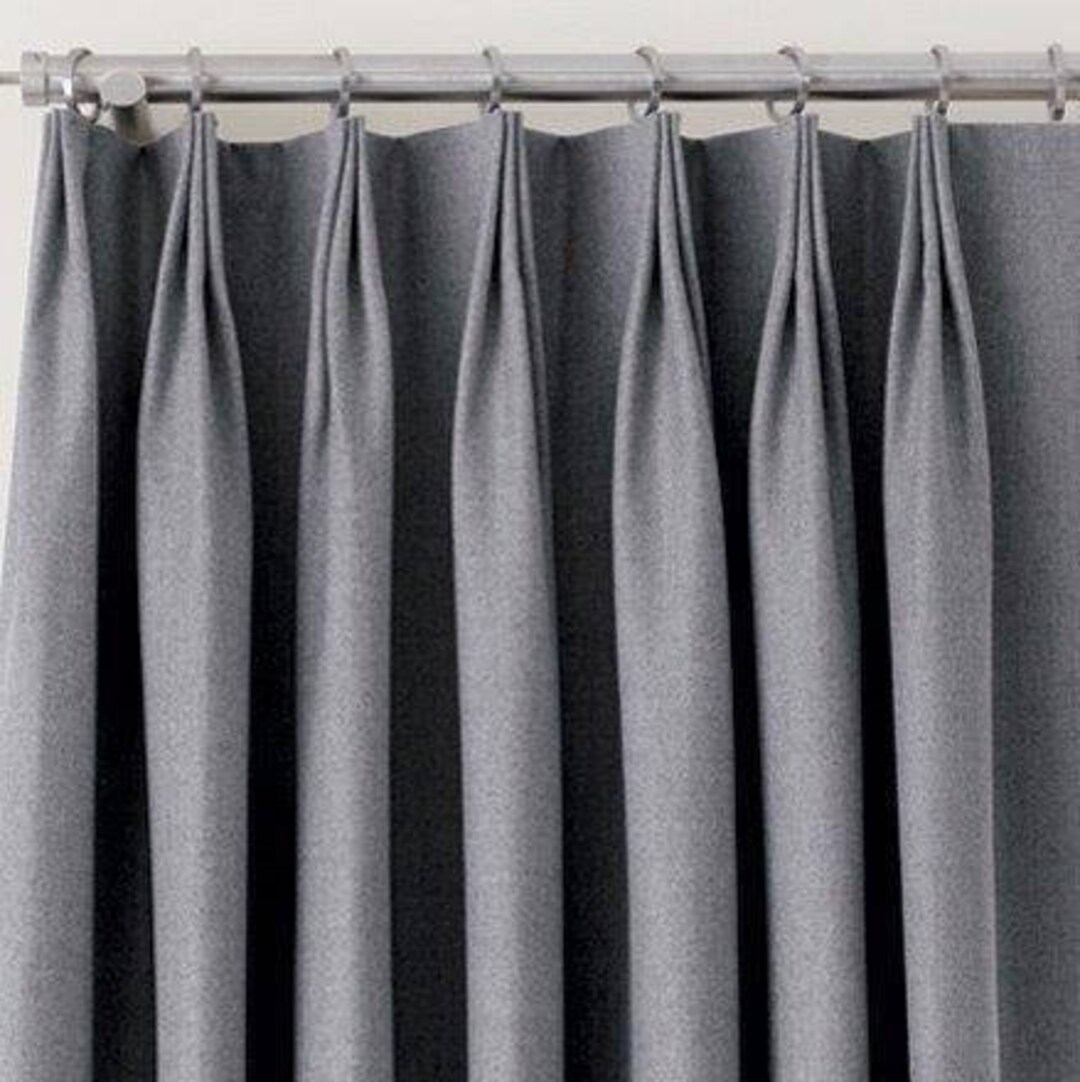 Gray Linen Pleated Drapery Panel - Fabric and Cotton Lining Included ...