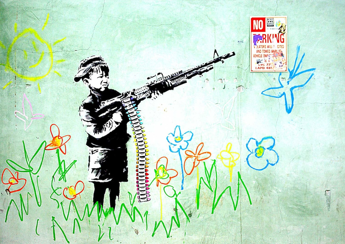 Banksy Soldier Boy With Crayon Bullets Canvas Pictures Wall | Etsy