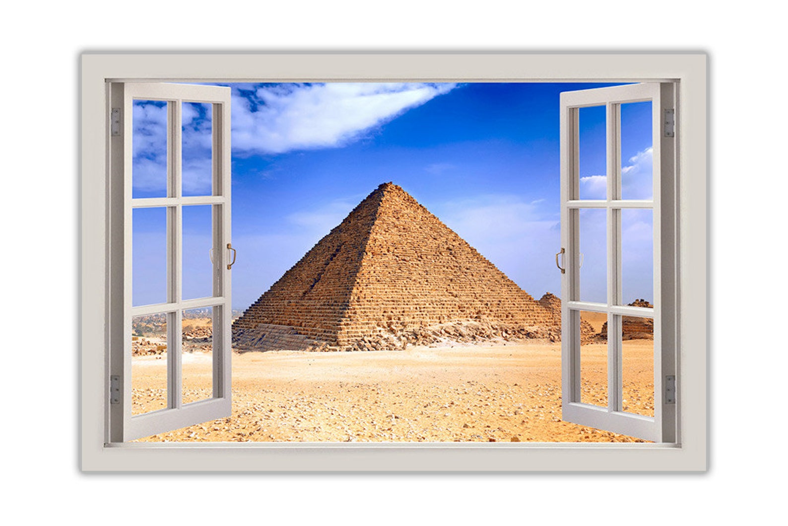 Ancient Egypt Pyramids 3D Window Frame View on a Framed Canvas | Etsy