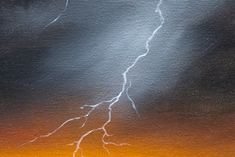 Original Small Lightning Seascape Sunset Tonalist Landscape Painting 8 ...