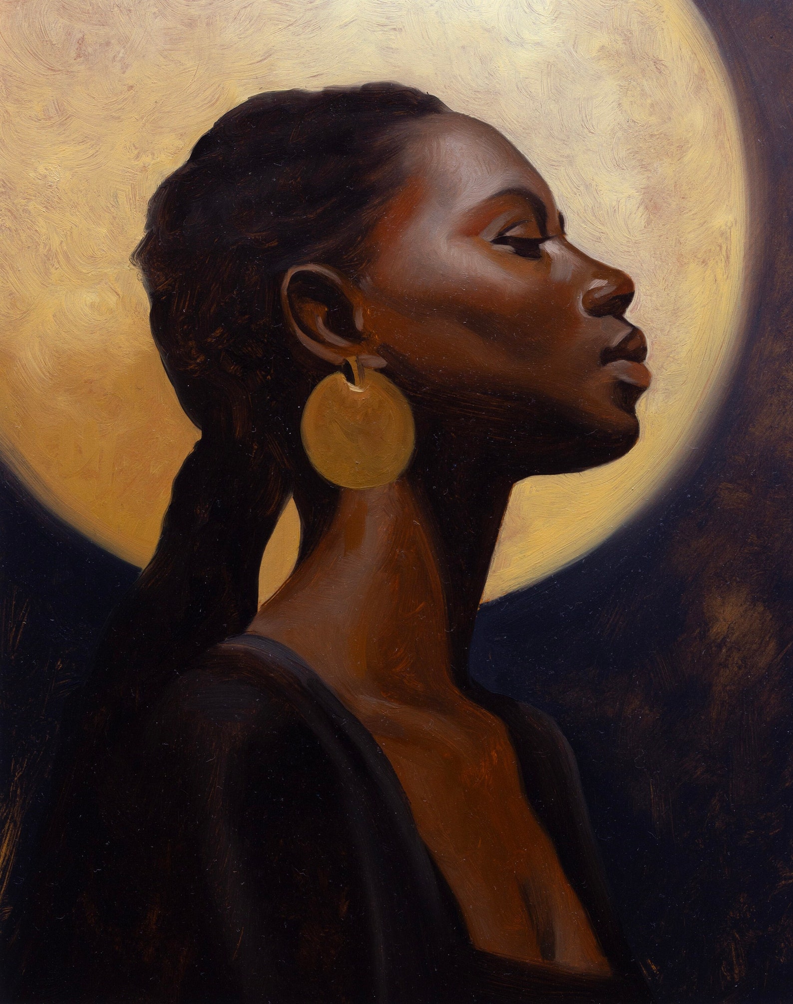 Original Framed Female Portrait Lunar Shaman 8"x10" Oil Painting on ...