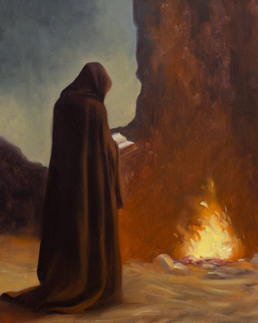 Original Framed Robed Figure Ritual 8"x10" Oil Painting on Panel - Etsy