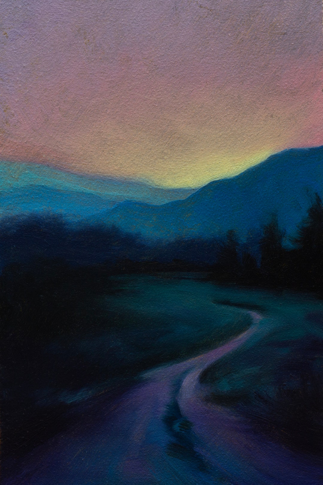 Original Sunset Tonalist Landscape Painting 4"x6" Oil on Panel - Etsy