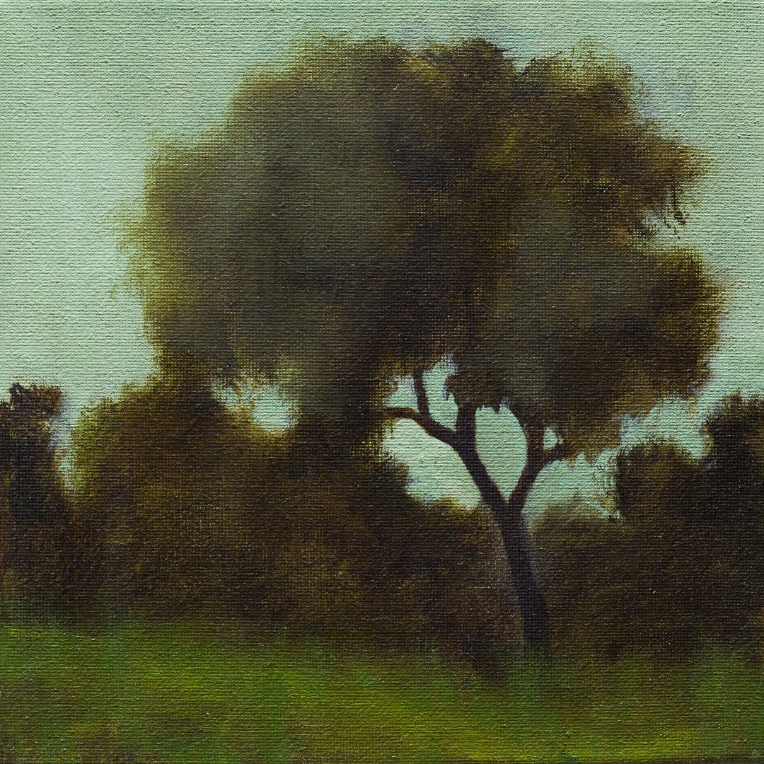 Original Small Tree at Dusk Tonalist Landscape Painting 8"x8" Oil on ...