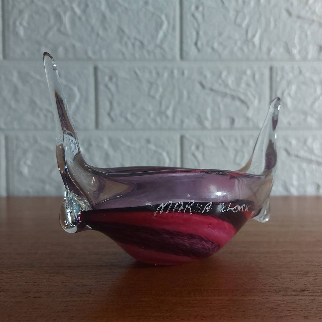 Mtarfa Purple Cased Art Glass Traditional Malta LUZZU Fishing Boat ...
