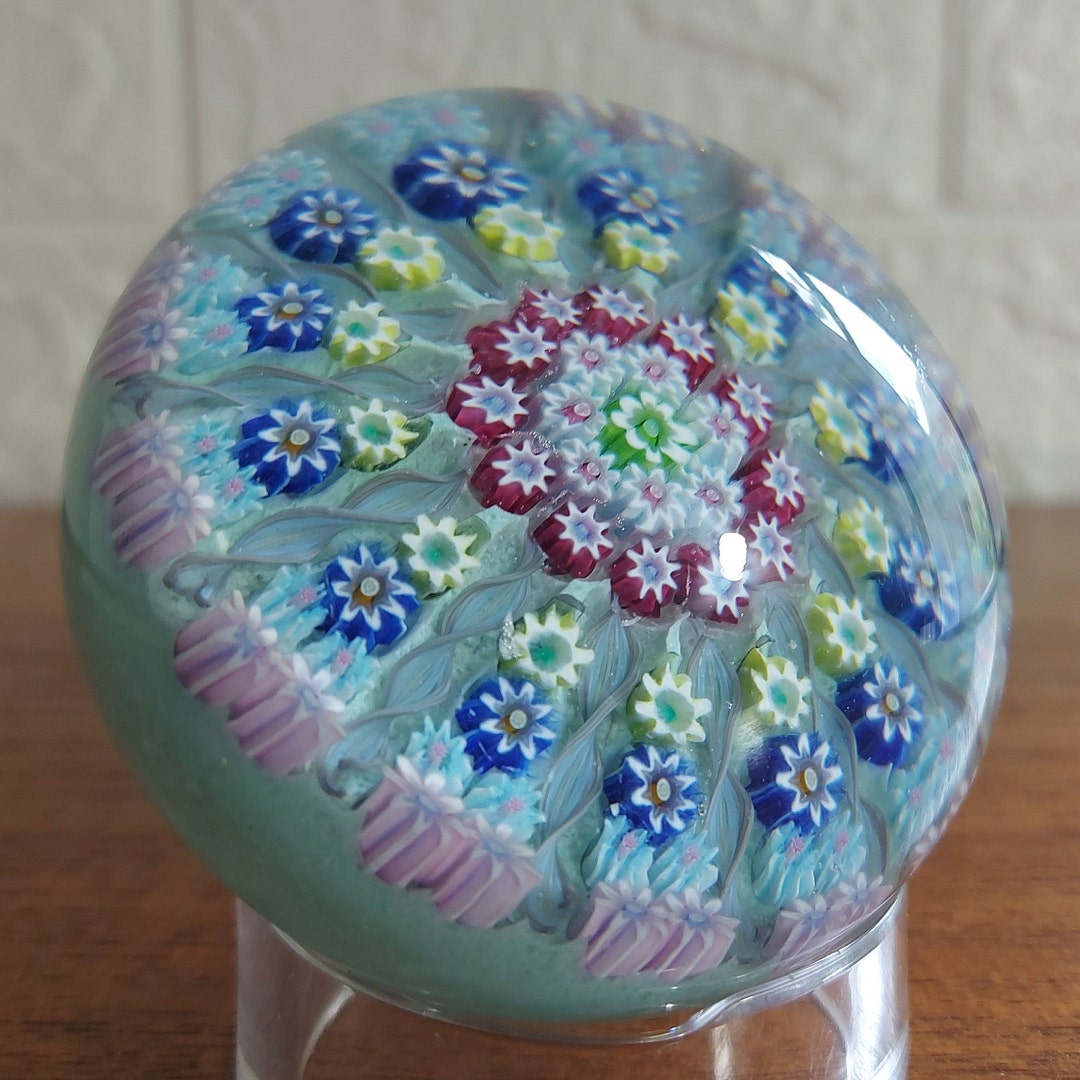 Vintage Perthshire 13 Radial Spoke Glass Paperweight With Millefiori ...