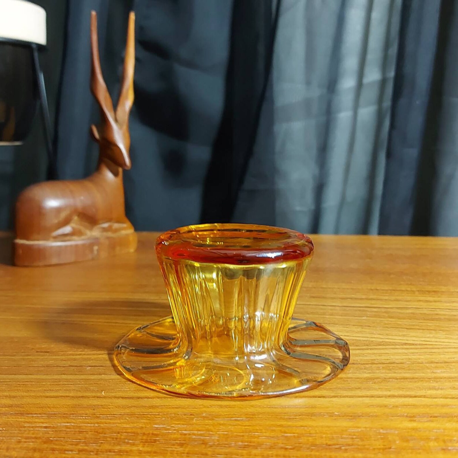 Stuart Crystal Mid Century Amber Glass Posy Vase With Vertical - Etsy