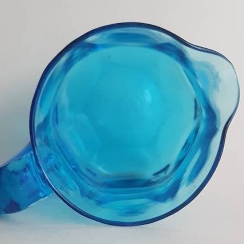 Vintage blue art glass jug with drape effect pattern polished | Etsy