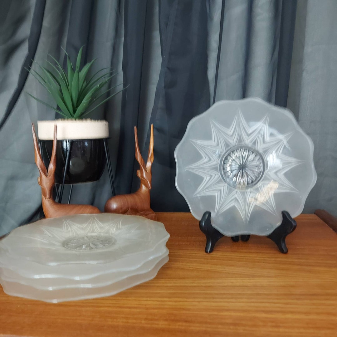 Victorian Patterned Frosted Glass Under Plates Set of 5 - Etsy